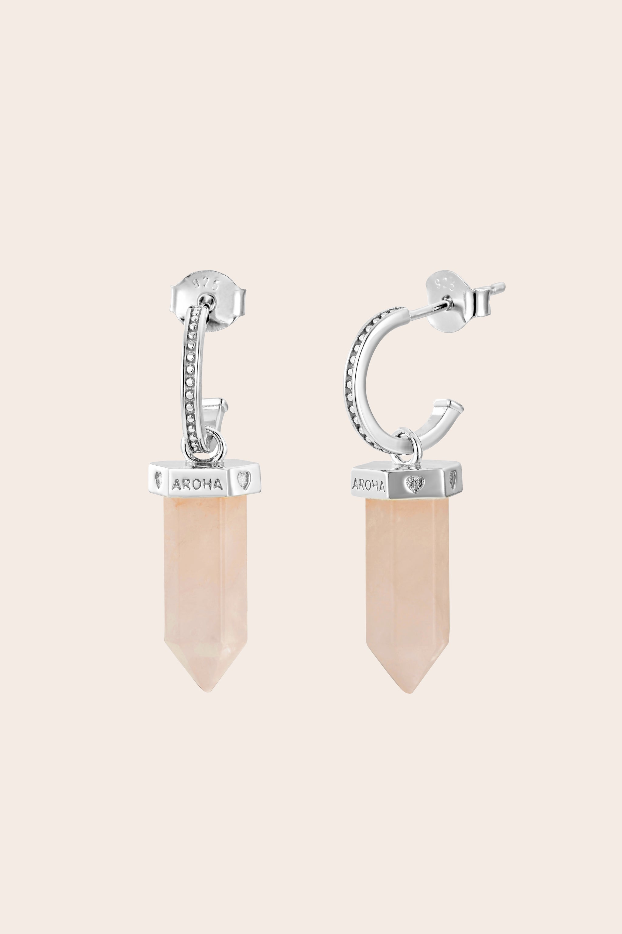 Rose Quartz Aroha Hoops Silver | Love & Healing Earrings