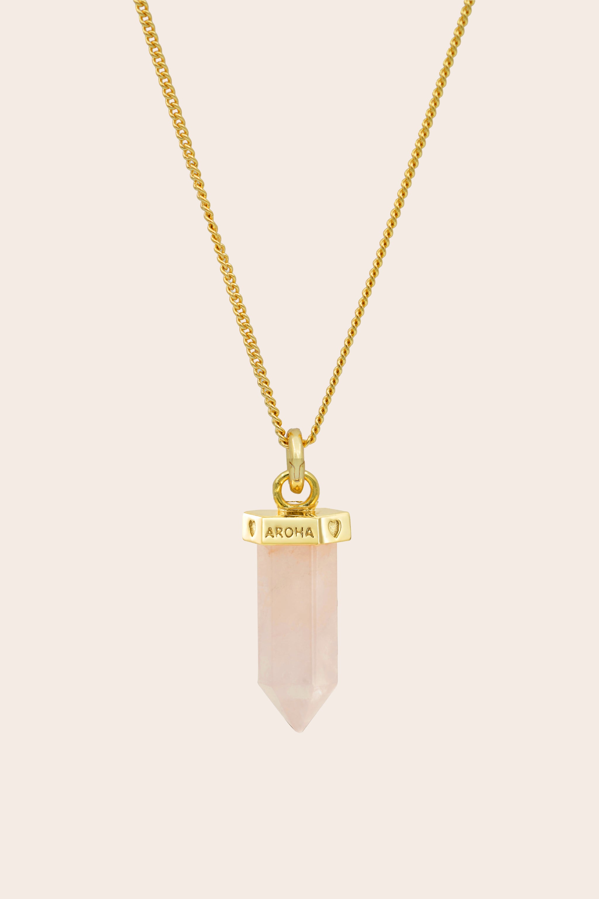 Rose Quartz Aroha Necklace Gold | Love & Light Jewellery