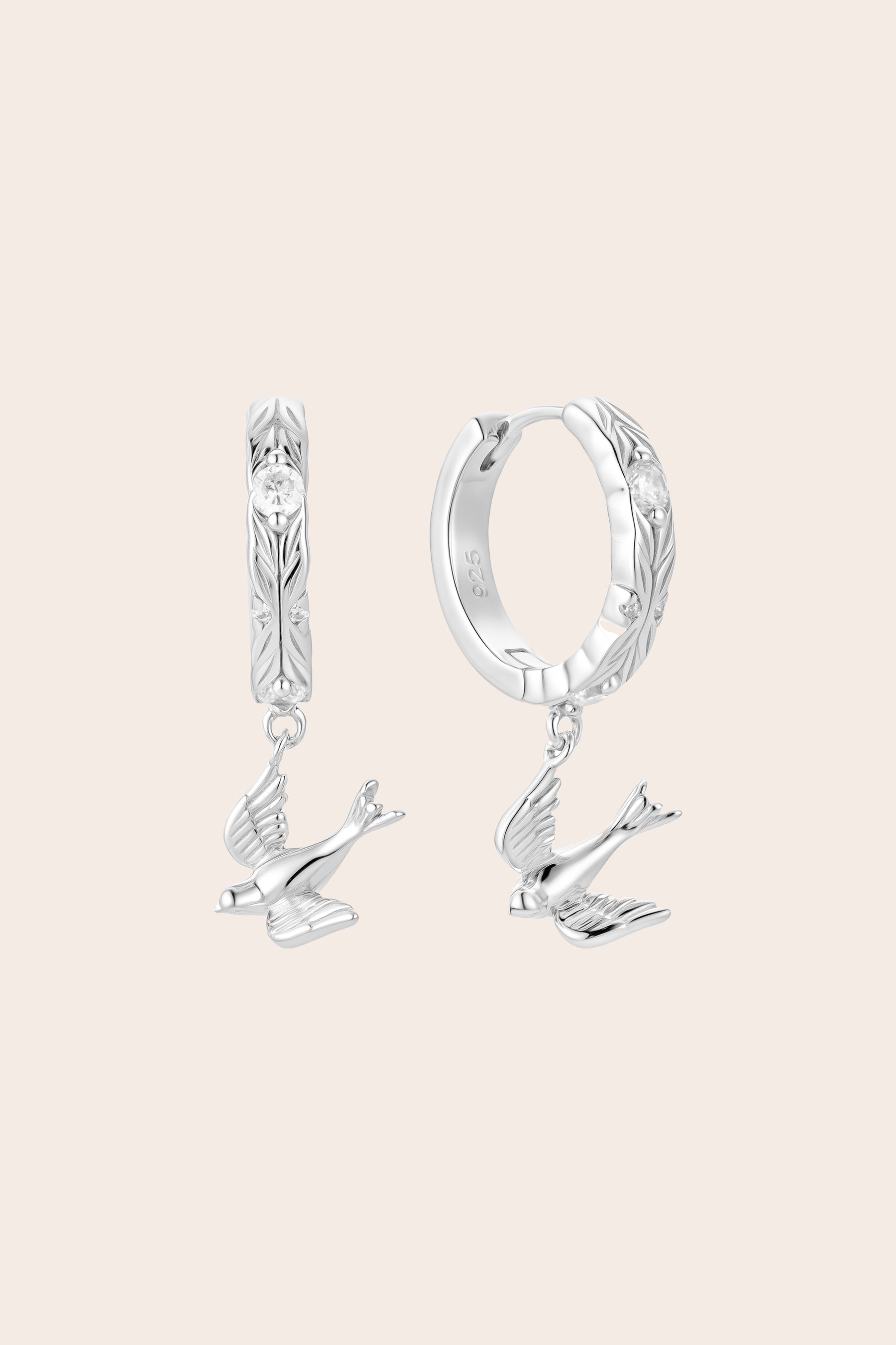 New Horizons Silver Hoops | Bird Huggie Hoop Earrings NZ