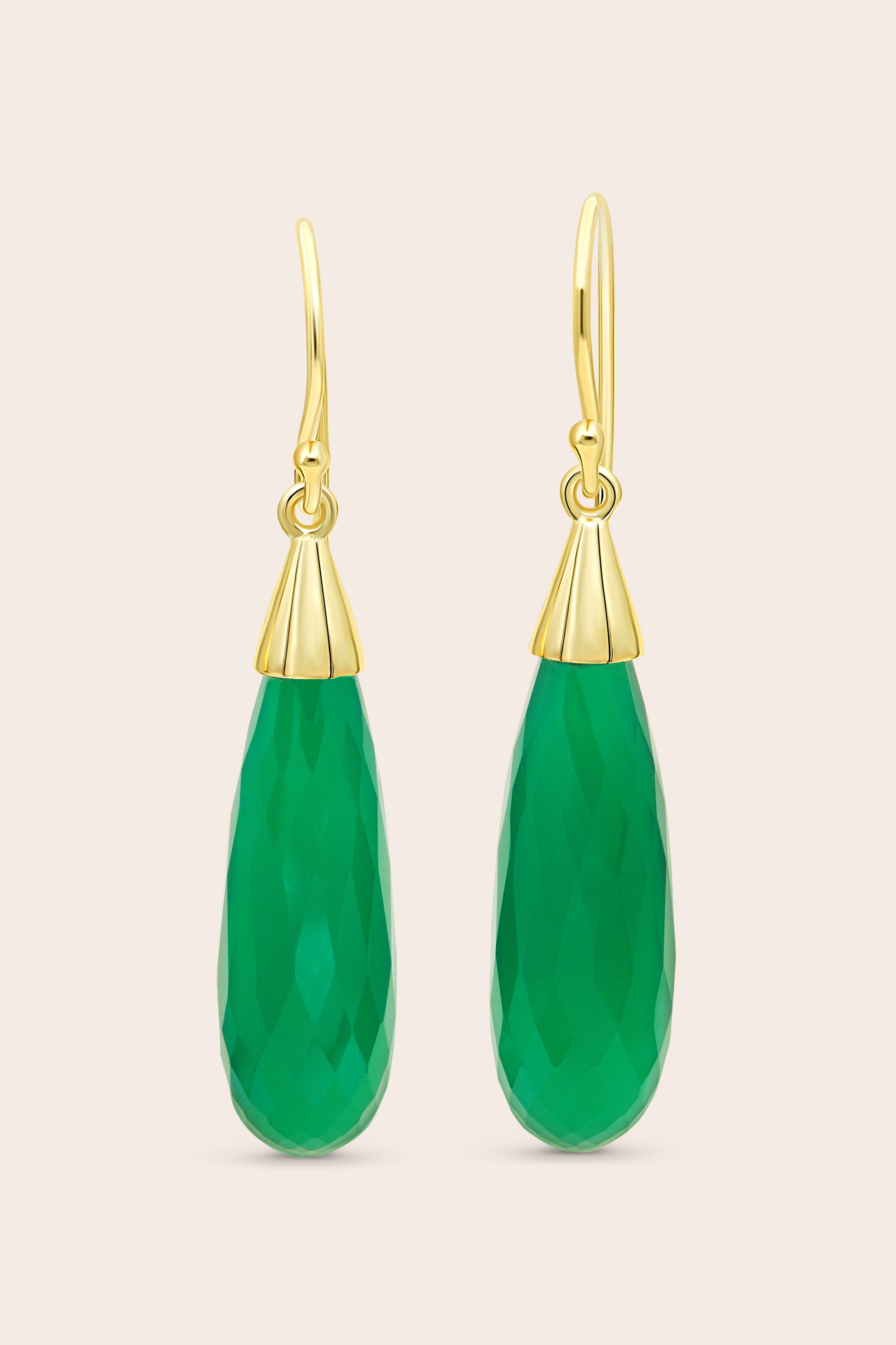 Grounded Earrings Gold | Green Onyx Earrings