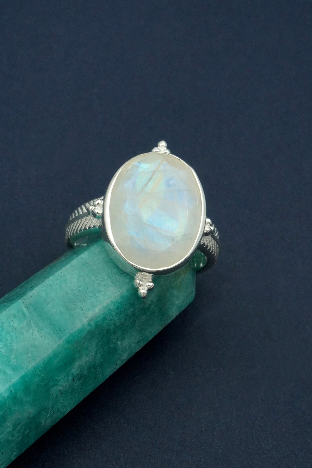 Silver Guardian Angel Moonstone Ring | Cloud Nine Jewellery NZ