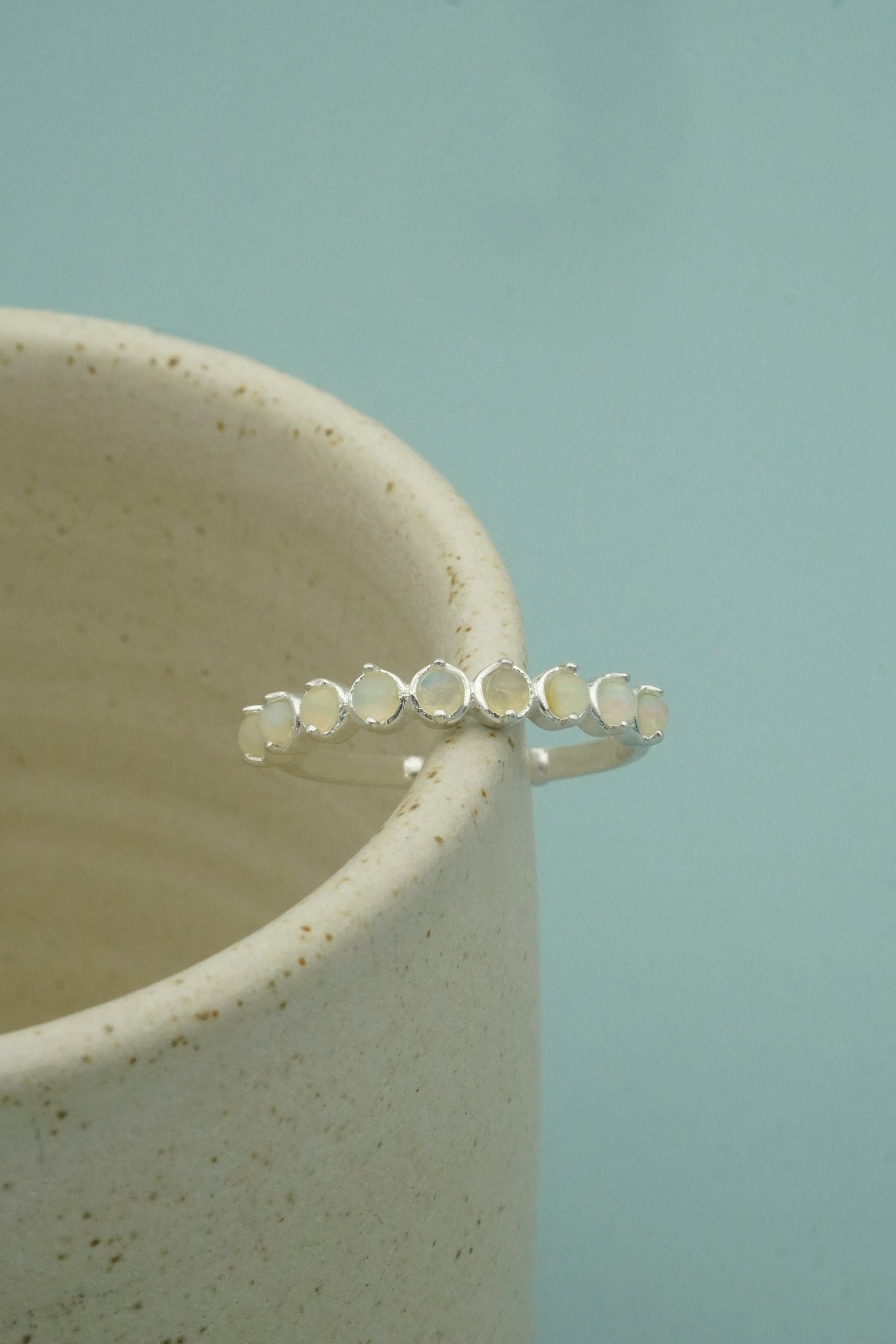 Opal Whisper Ring | Silver Adjustable Opal Ring NZ