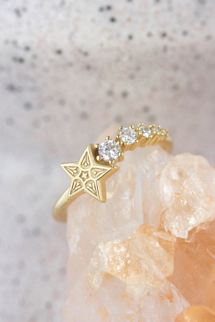 Unique gold Shooting Star Ring online in NZ
