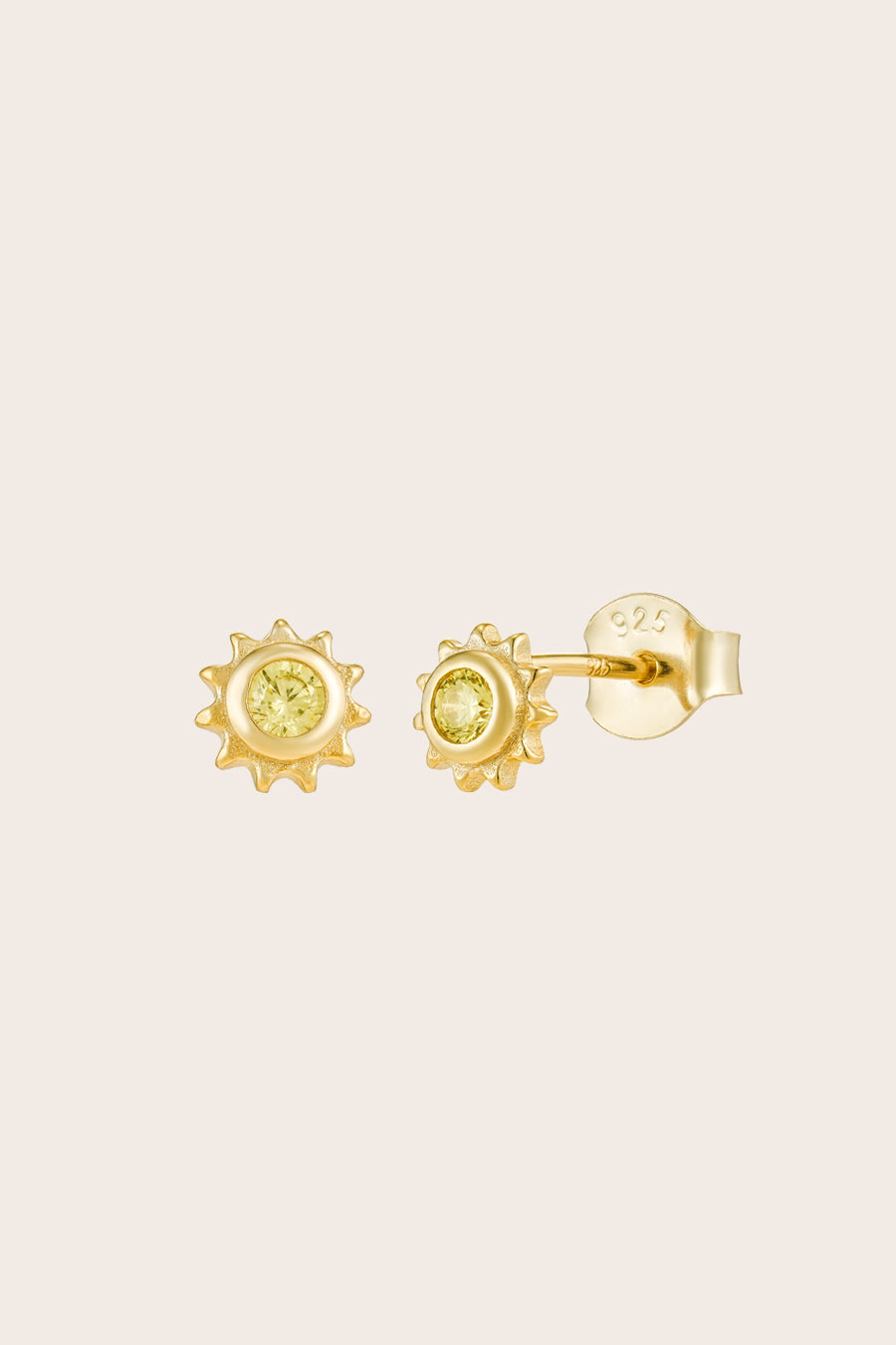 Life Force Sun Studs I Gold Yellow Earrings I NZ