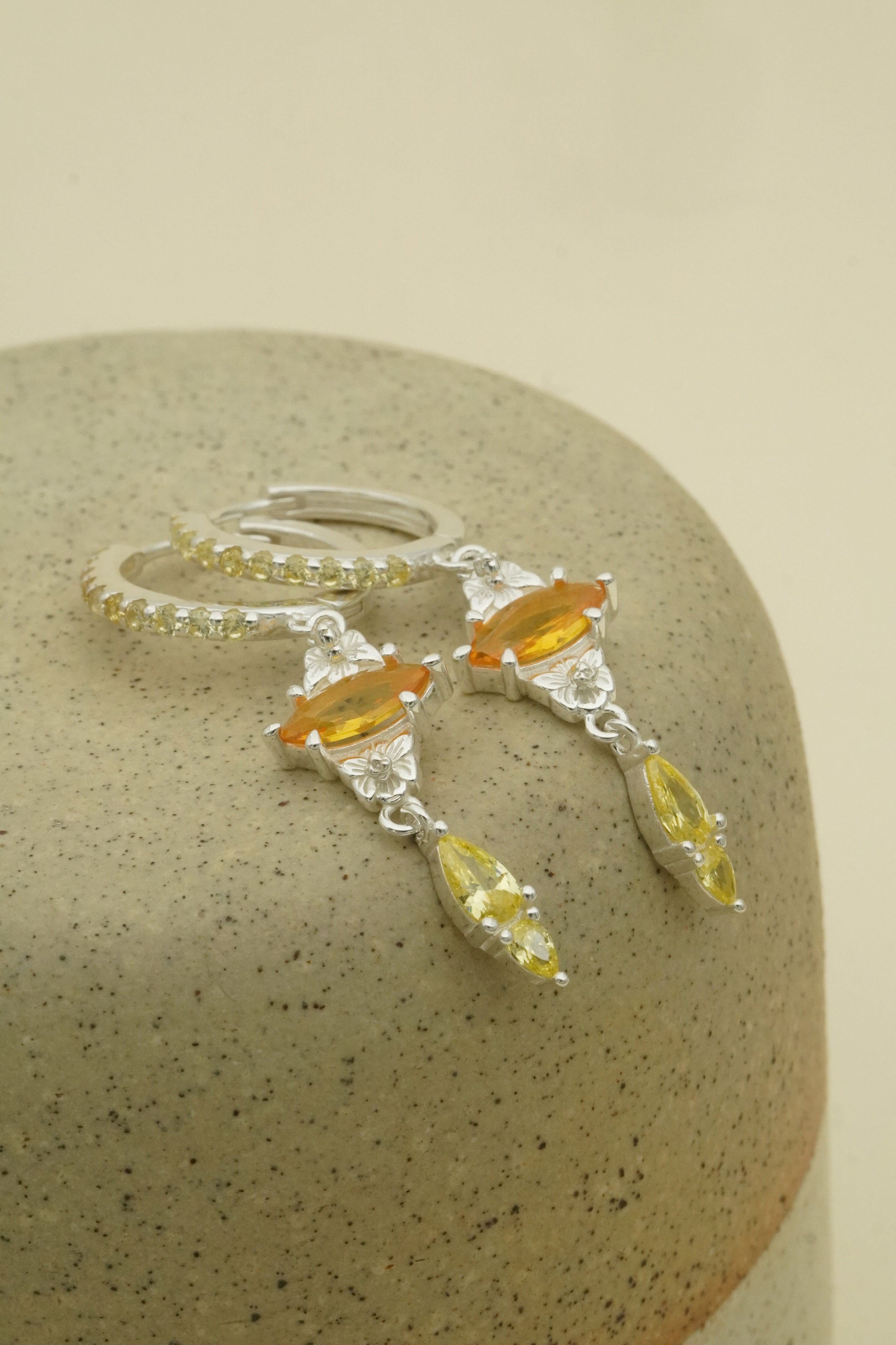 Golden Bloom Hoops | Sterling Silver Floral Huggie Hoop Earrings NZ